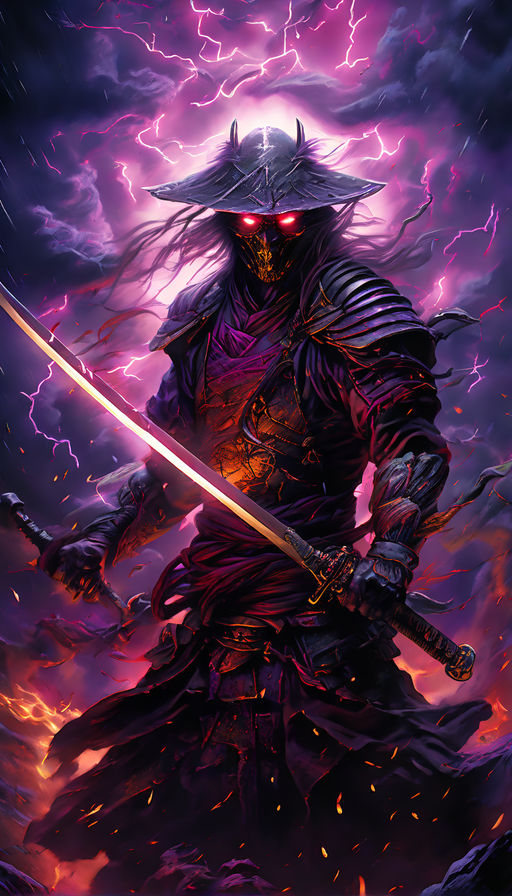 Samurai dual wielding lightning katanas by Franciszek Zalewski - Playground