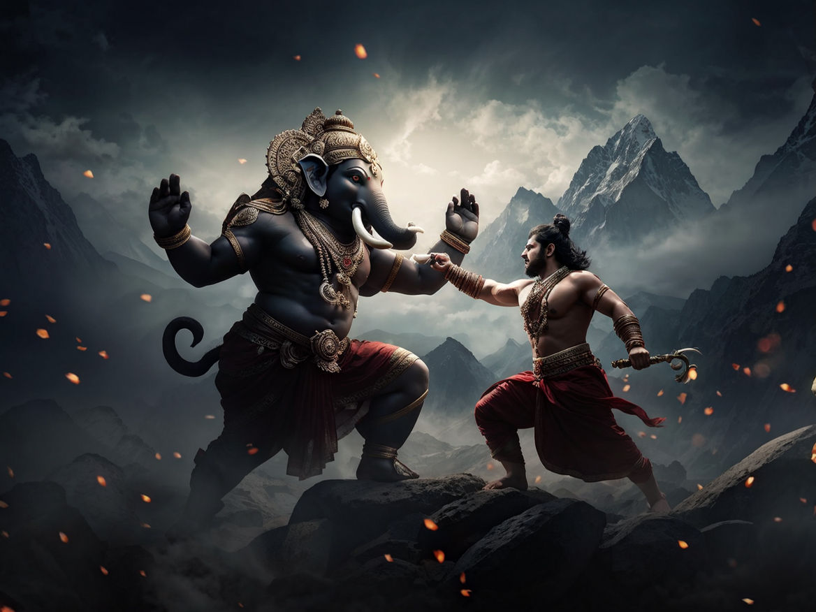 Lord Ganesha fighting against asura by vignesh v - Playground