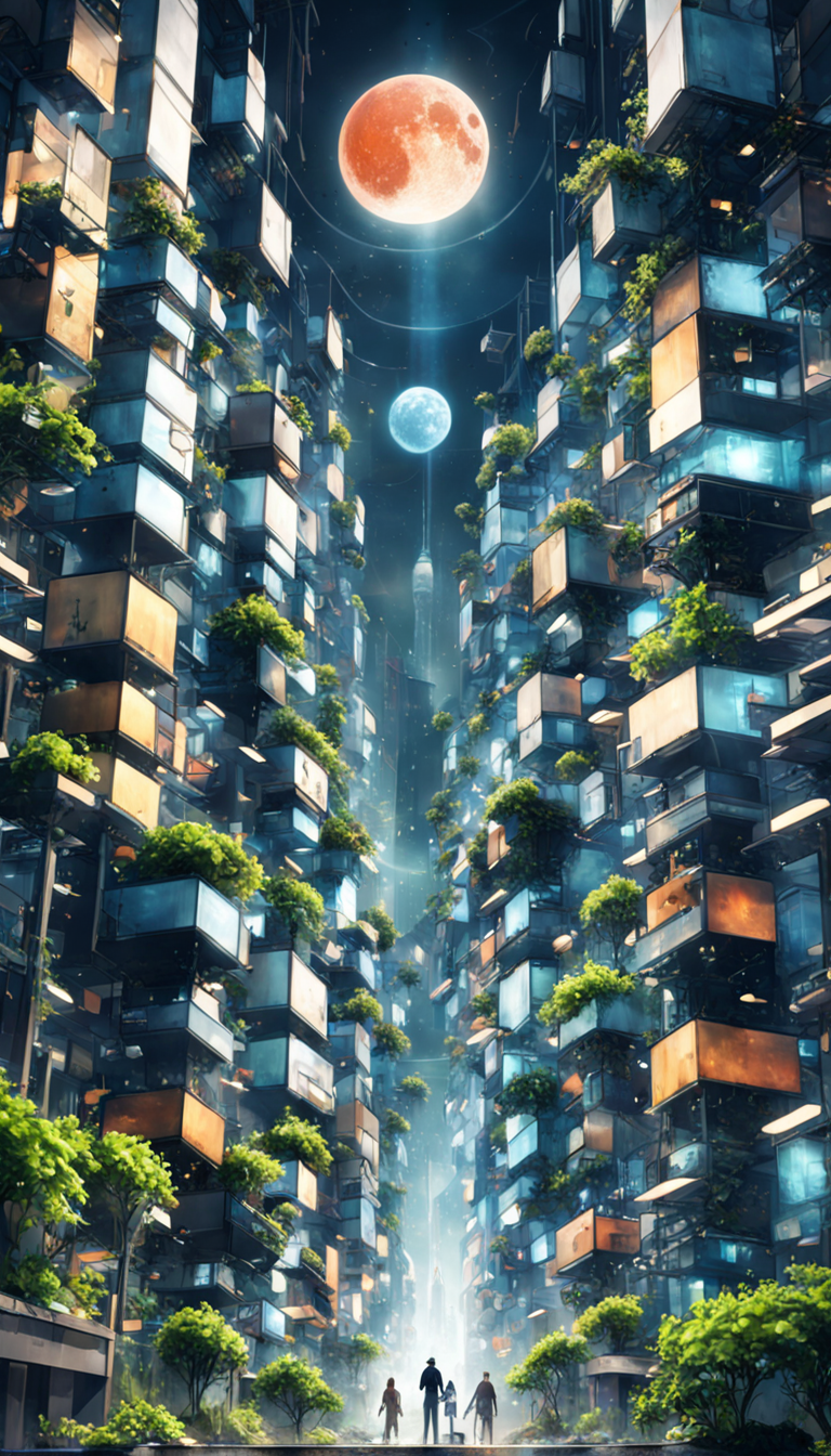 A 12 cube city with a veggie growing system. Set in a multid... by Ash ...