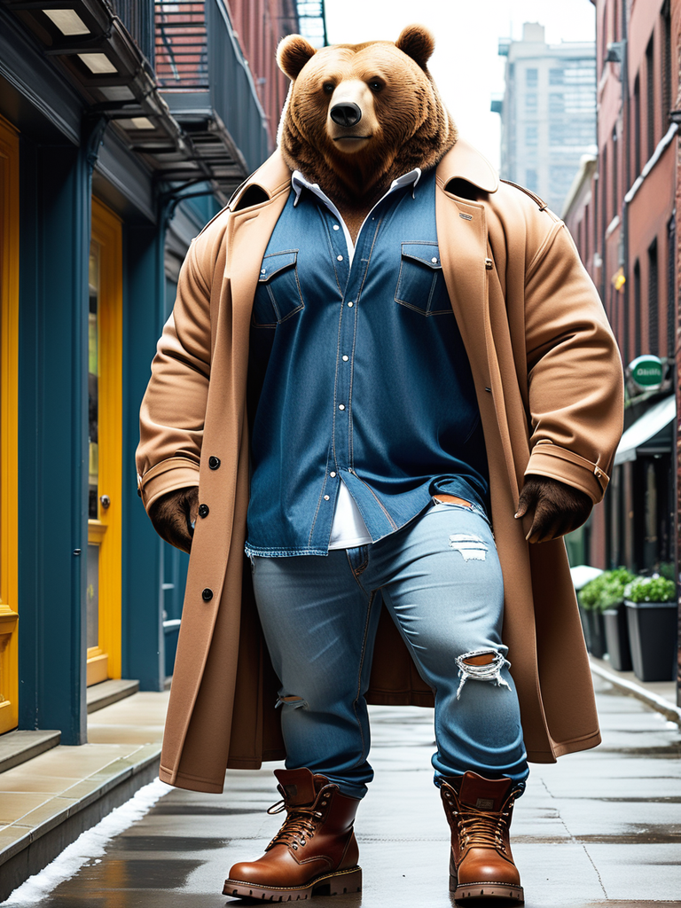 Large muscular bear wearing urban style boots jeans baggy sh... by Lab ...