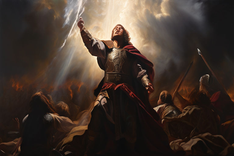 Painting of Jehoshaphat on his knees during battle by Edy Souza ...