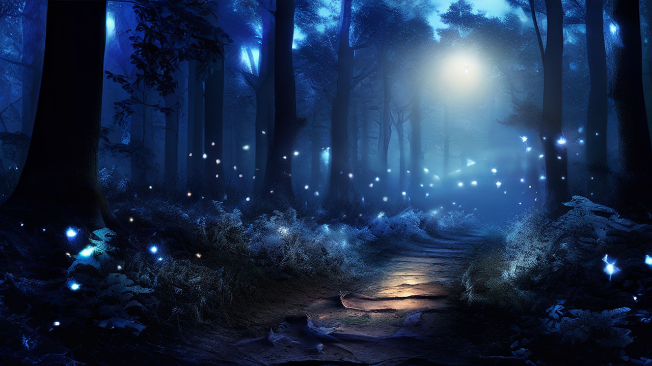 Moonlit forest path by Snap Shot - Playground