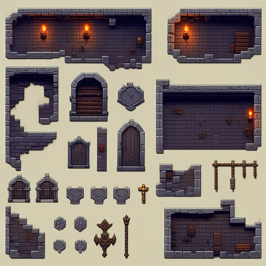 Dungeon sprite tile set 2d game by Elegh - Playground
