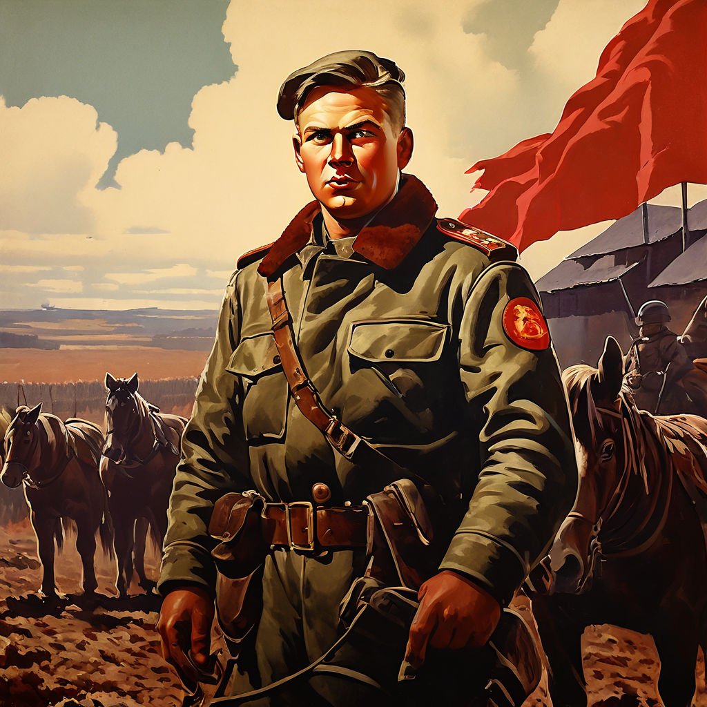 Propaganda poster Soviet oil style. pig-man dressed as a mil... by ...