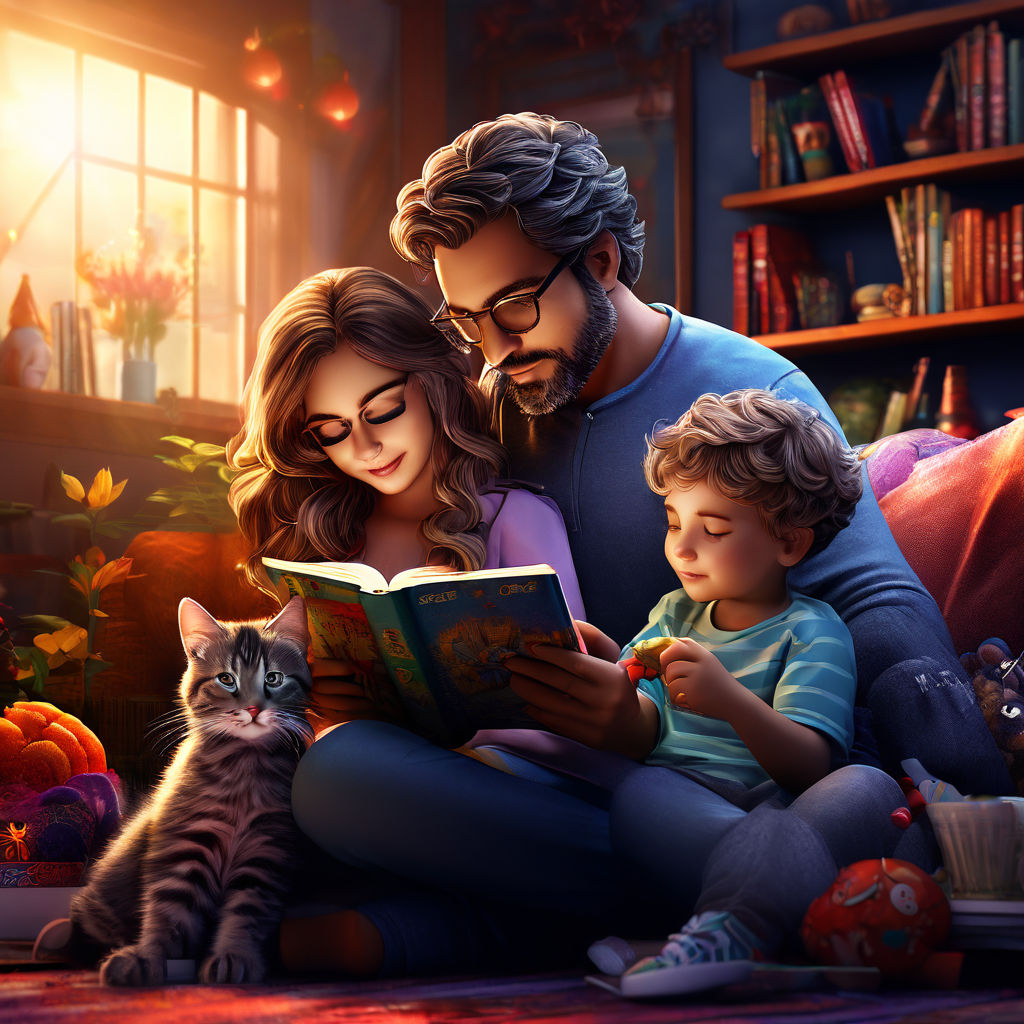 The family is in the living room by Maria Levina - Playground