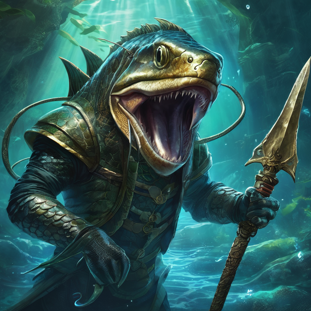 Fantasy concept art of a humanoid eel with sharp teeth by Steven Conner ...