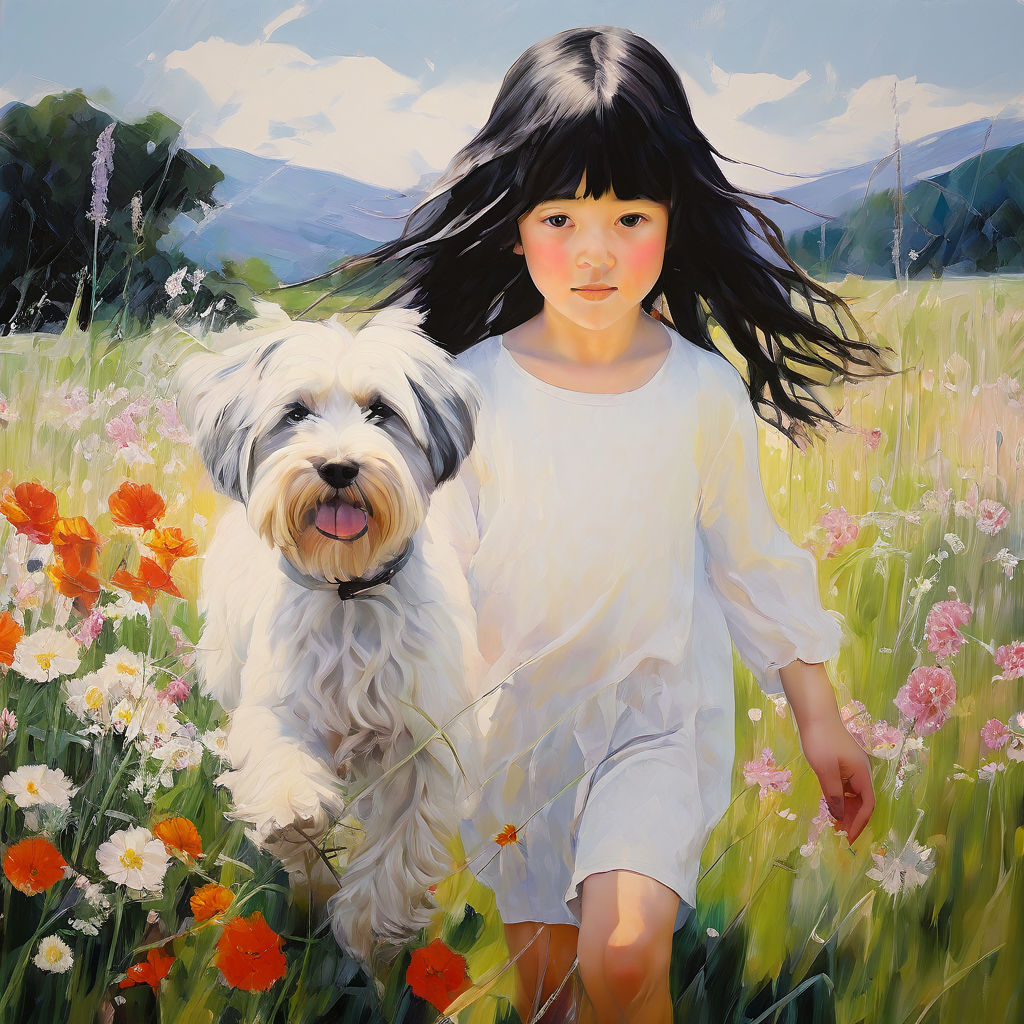 There is a seven-year-old with bangs and long straight black... by ...