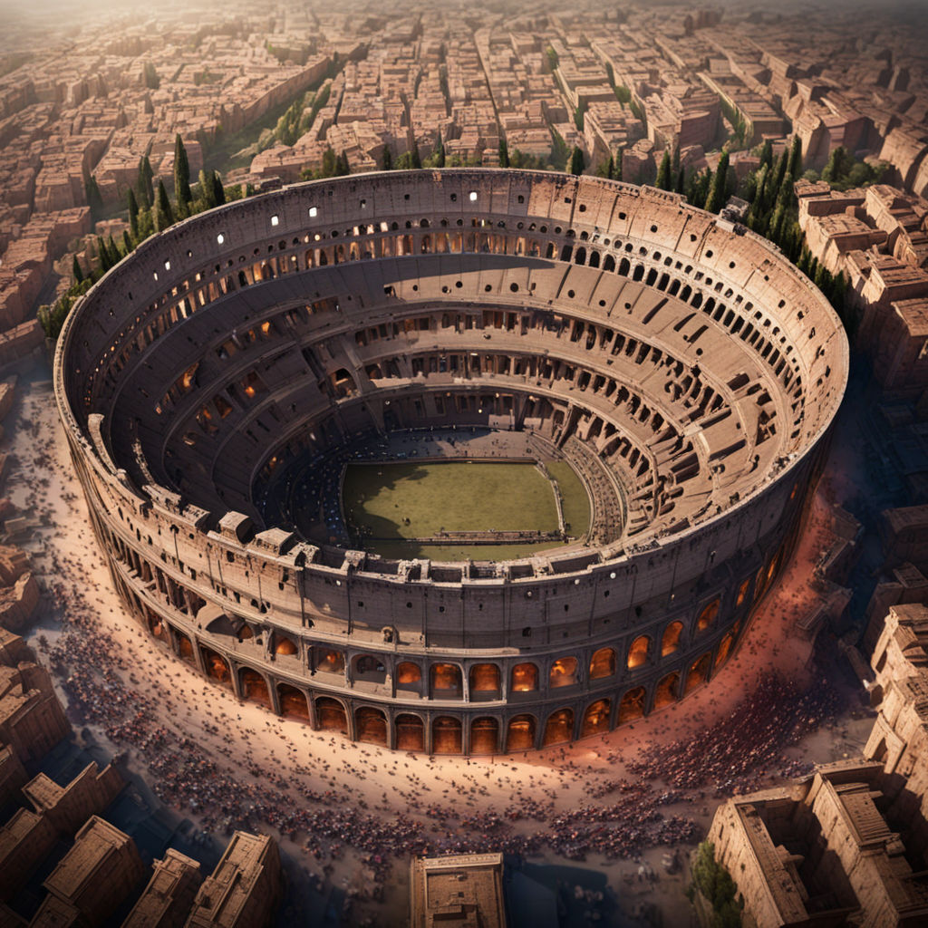 Drone perspective capturing the Roman Colosseum in its glory by 杨焘 ...