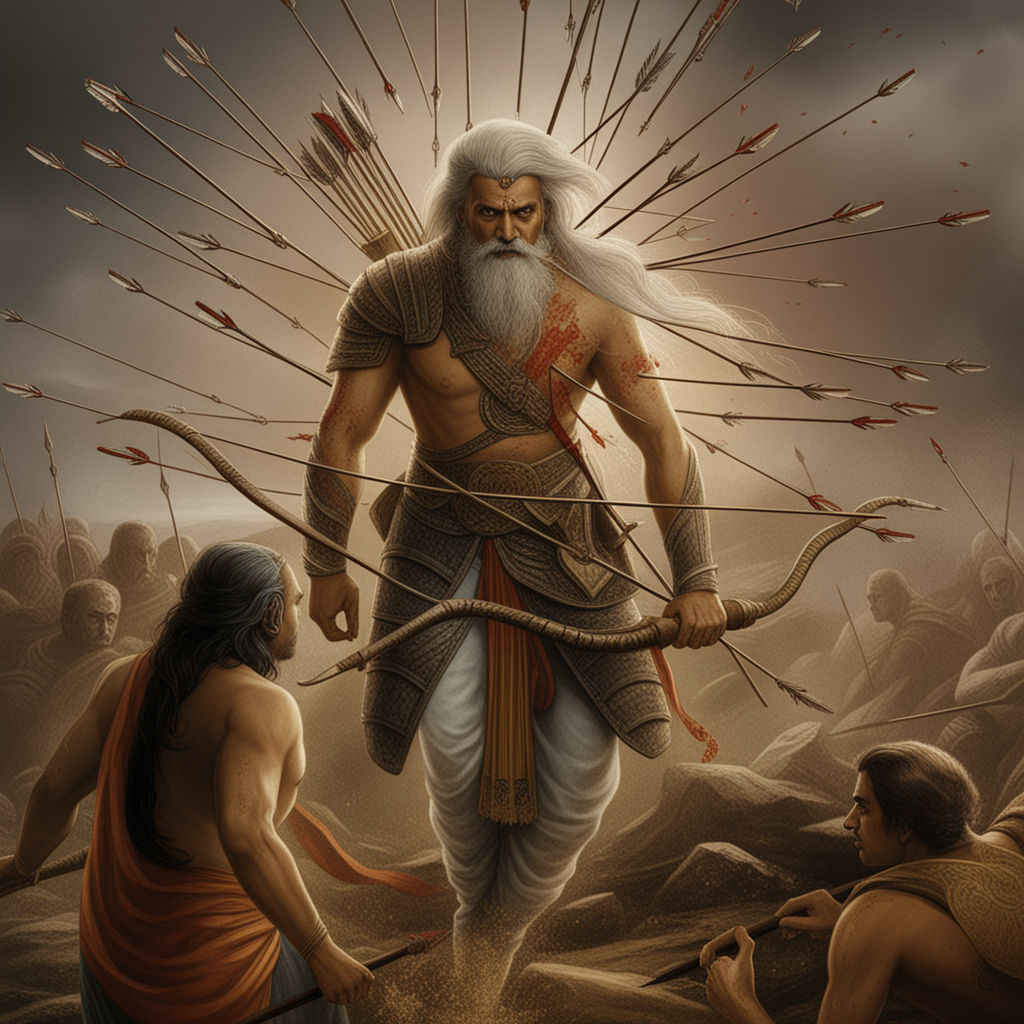 Generate a high-resolution 4k illustration depicting bheeshm... by ...