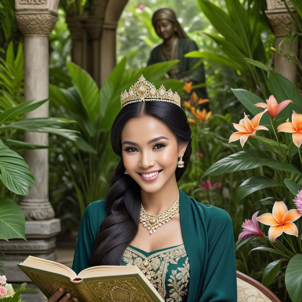 A beautiful Islamic Javanese princess is in her palace garde... by ...