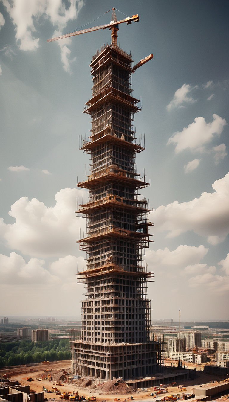 The Tower Under Construction: "A vast construction site with... by ...