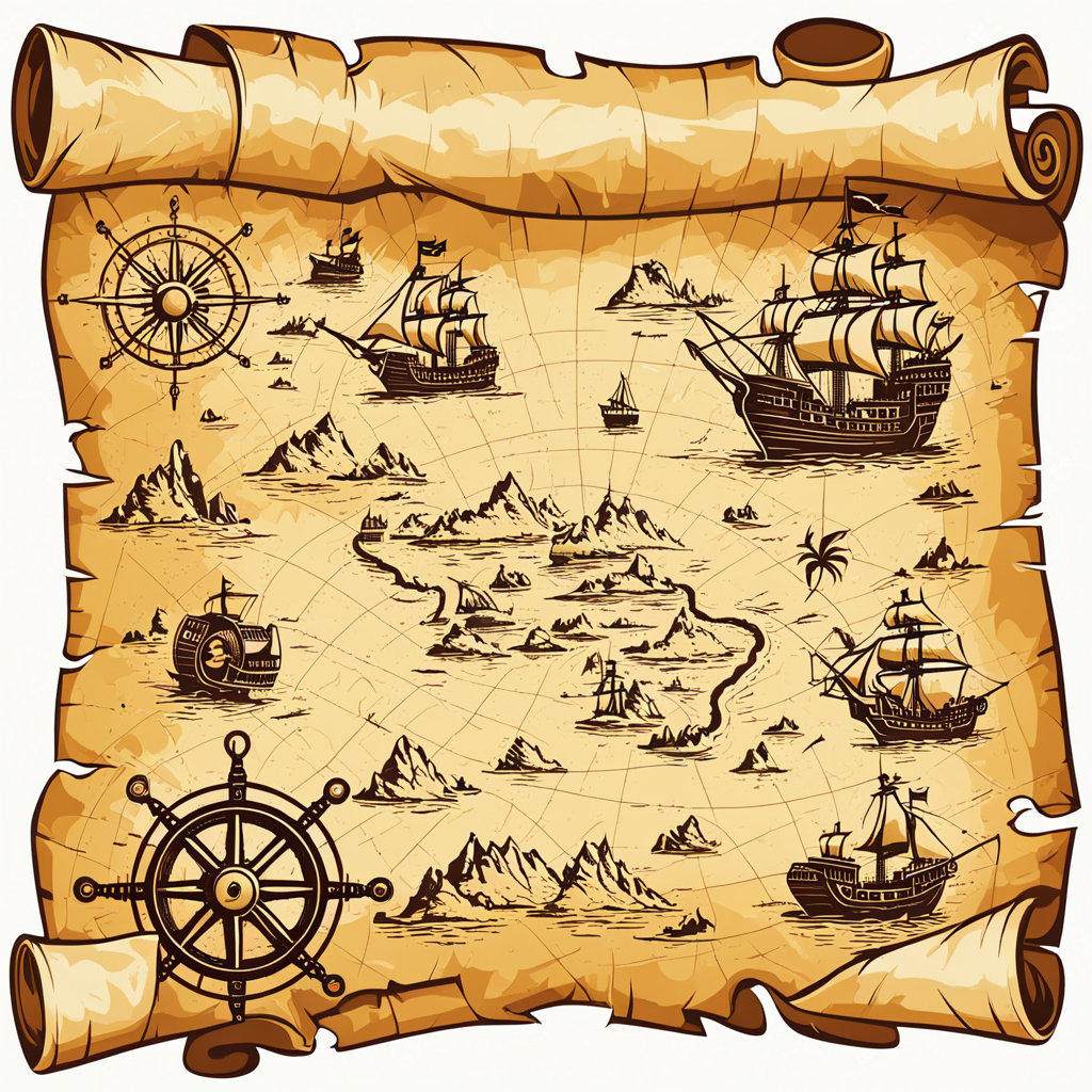 Pirate treasure map. Pirates old roll map by 남seremis - Playground