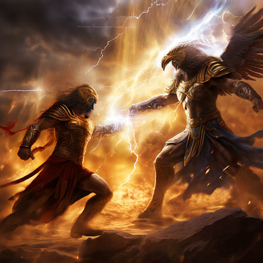 Scenes of Horus battling Seth in epic combat by Arda Deniz Geniş ...