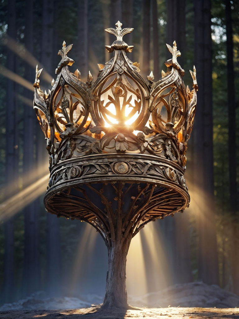 A royal crown installed on a thriving tree in a healthful fo... by Hose ...