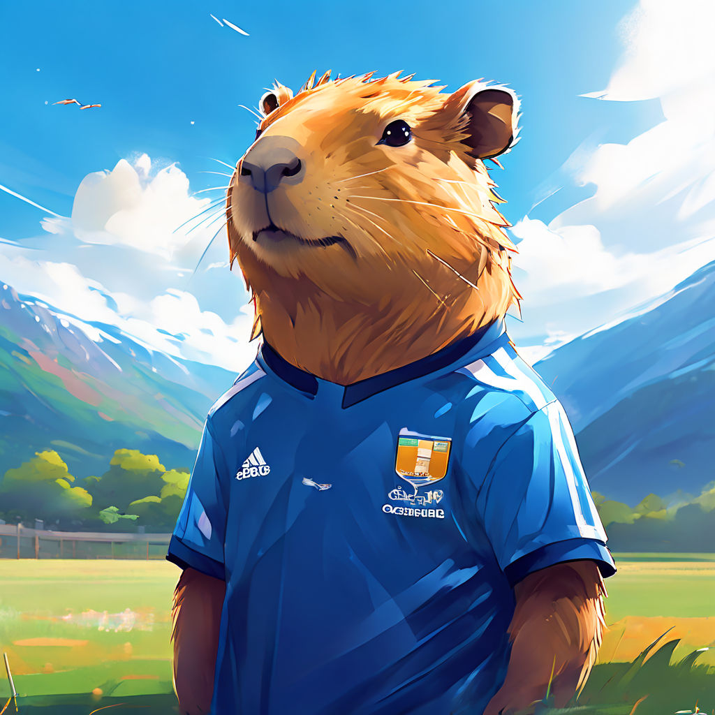 Beautiful capybara wearing an Argentina soccer uniform by Alexey ...