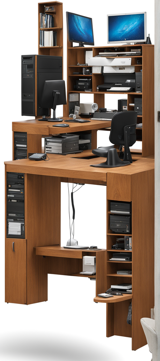 Computer work station aged wooden desk from the 90s stack of... by ...