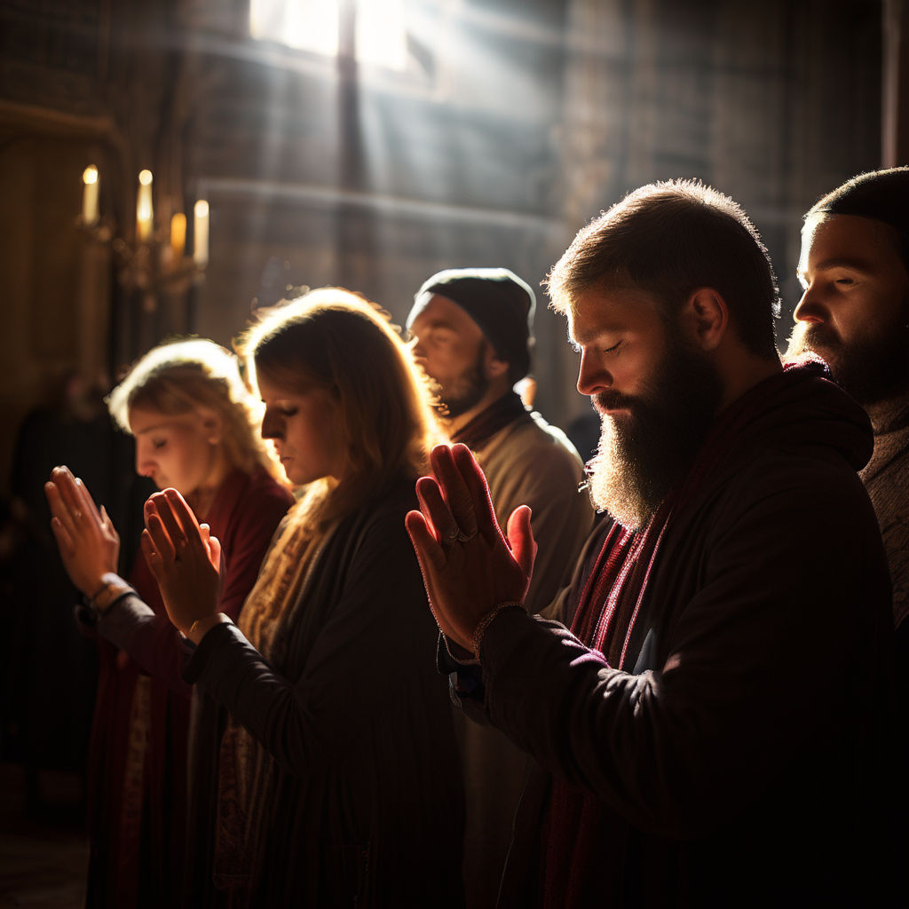 People praying by Alegria e futebol - Playground