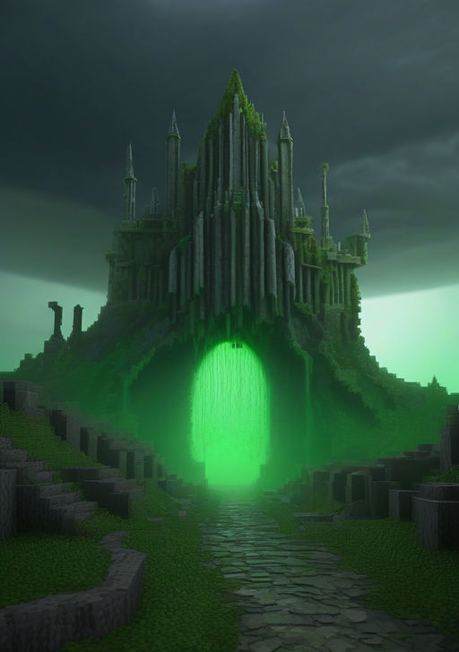 Minecraft-style dark fantasy landscape by Dio Brando - Playground