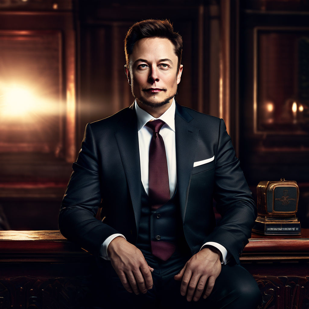 Portrait of a successful Elon Musk on a passport in a suit by Гор ...