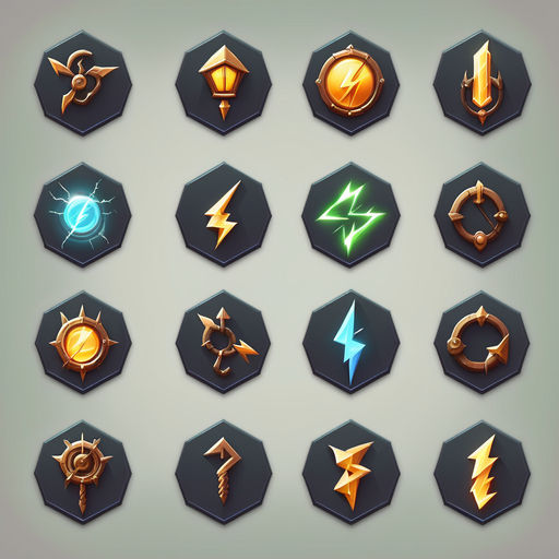 Set of UI icons to represent wizard that can harness wind an... by Max ...