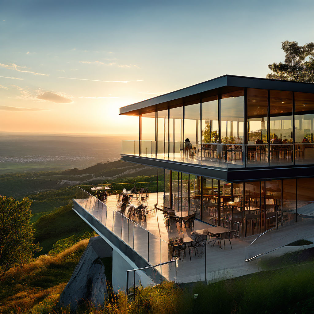 Modern two-story cafe nestled on a sloping hillside by Bora Bingöl - Playground