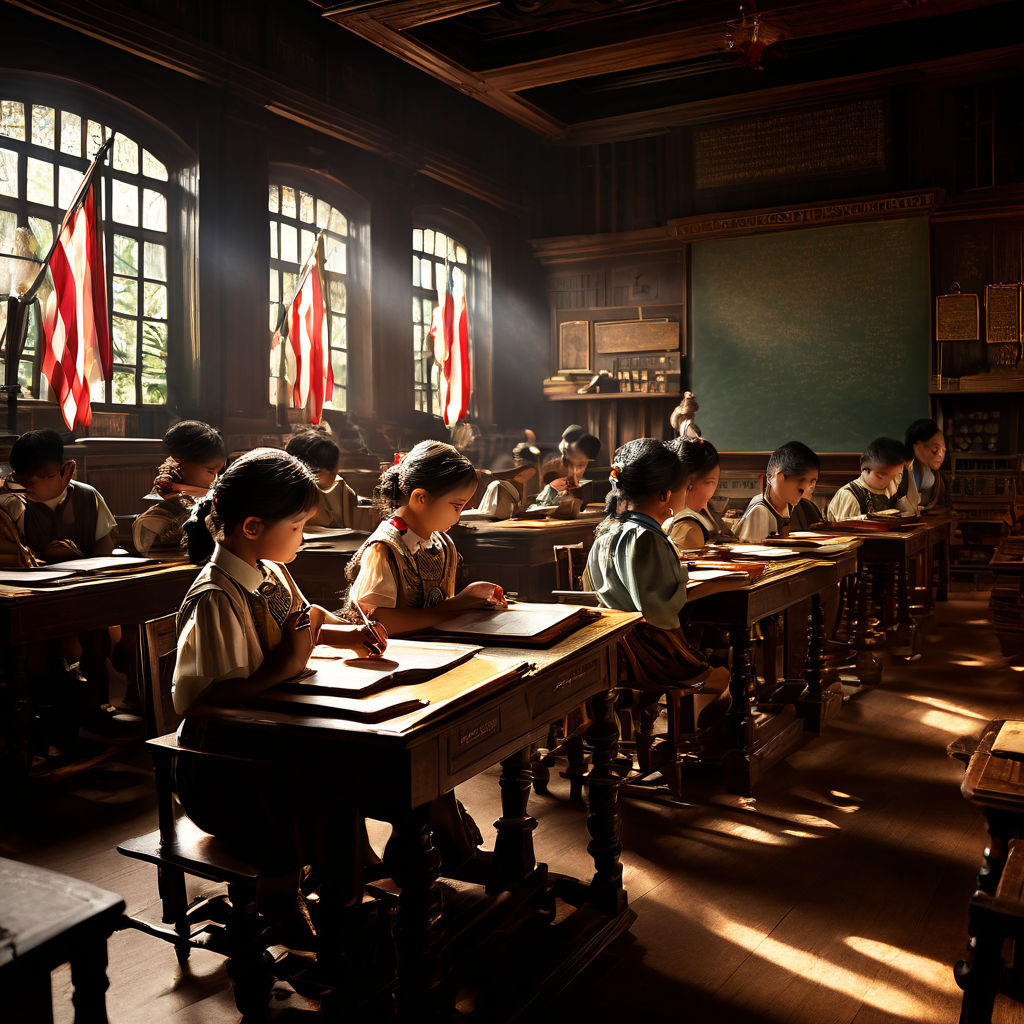 Early 20th-century Filipino classroom during American coloni... by ...