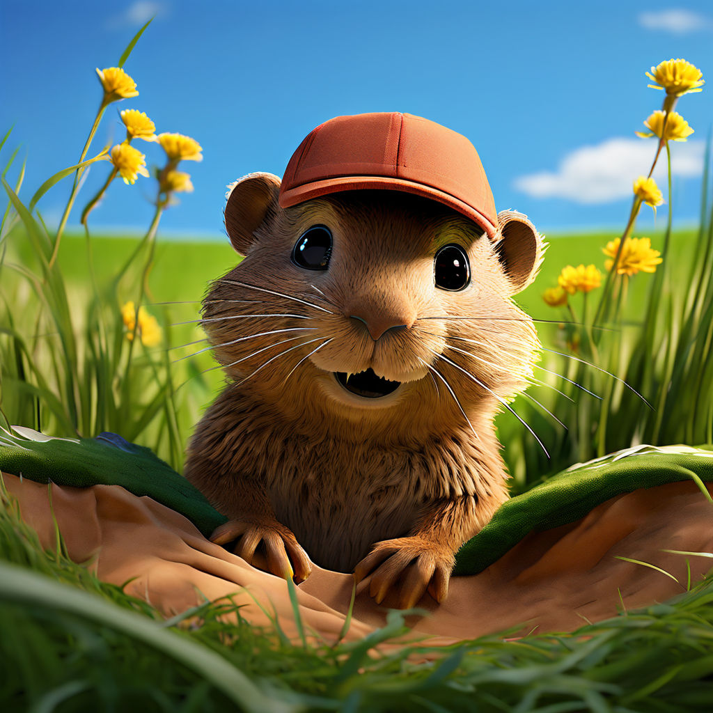 Cartoon-style Gus the Gopher peeking from his burrow at Gree... by Tory ...