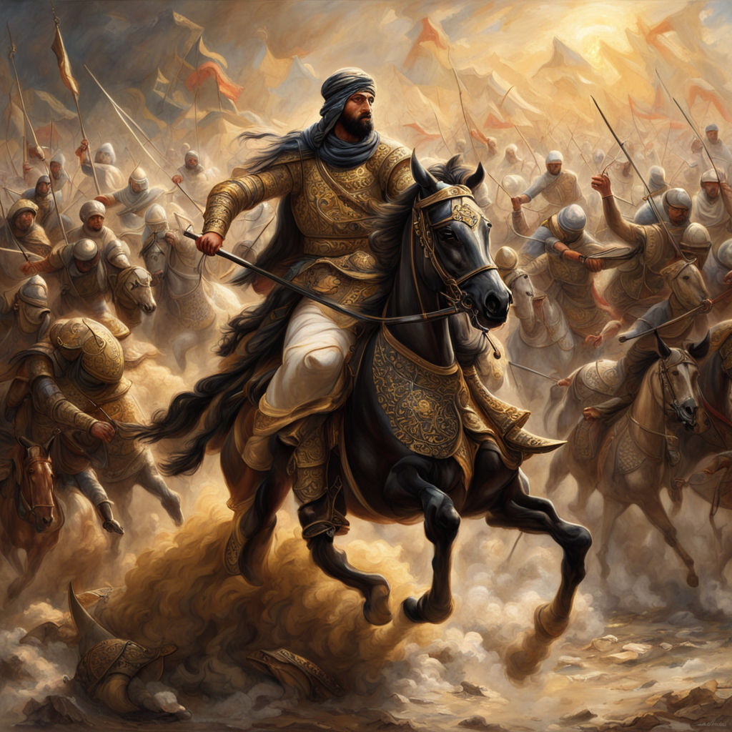 Arab-Islamic military painting in the battlefield where Khal... by Aos ...