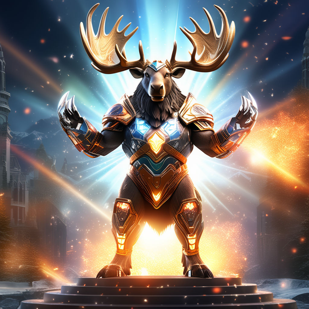 Superhero moose in flaming armor by Artur Lewandowski - Playground