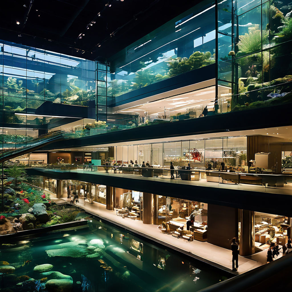 Huge department store with aquarium structures in sophistica... by 이윤하 ...