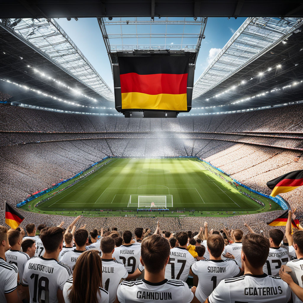 A vast stadium filled to capacity with German football enthu... by ...