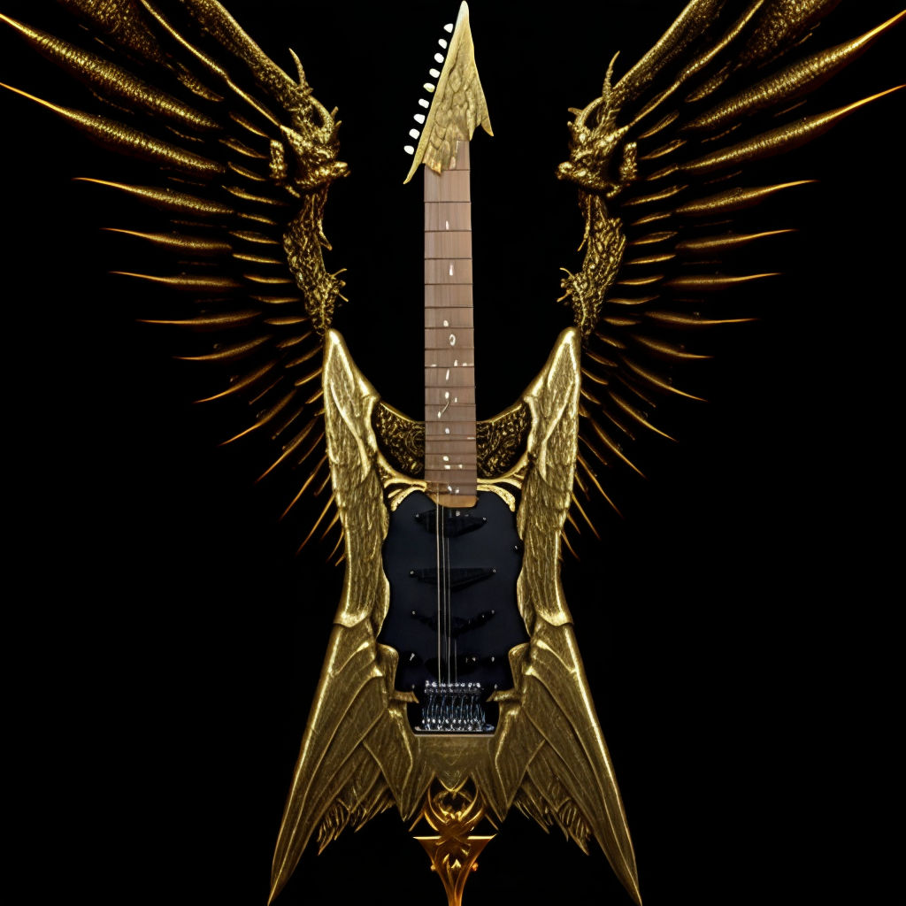 Angel wings electric guitar fretboard dragon by Charlie 2.0 - Playground