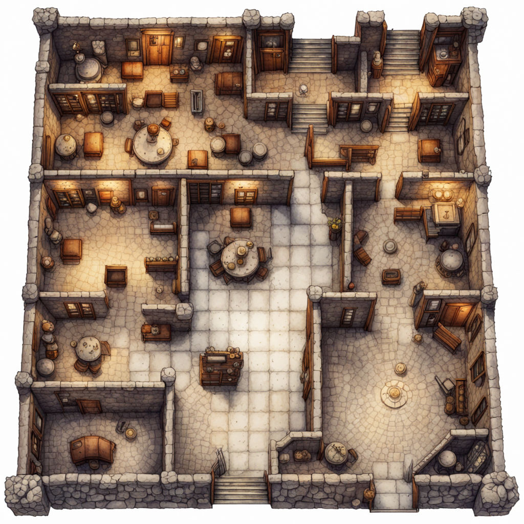 Role-playing dungeon floor plan in the style of d&d by juan pastor ...