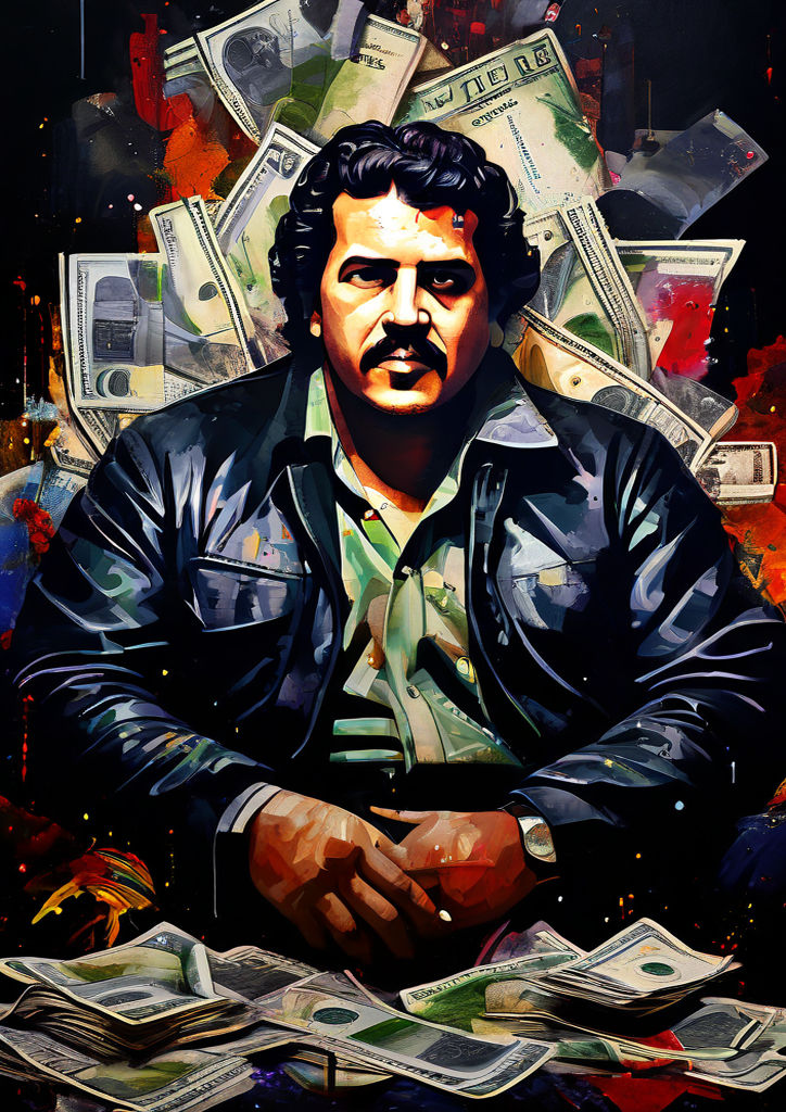 Portrait of Pablo Escobar and a lot of dollars by anouar hssaine ...
