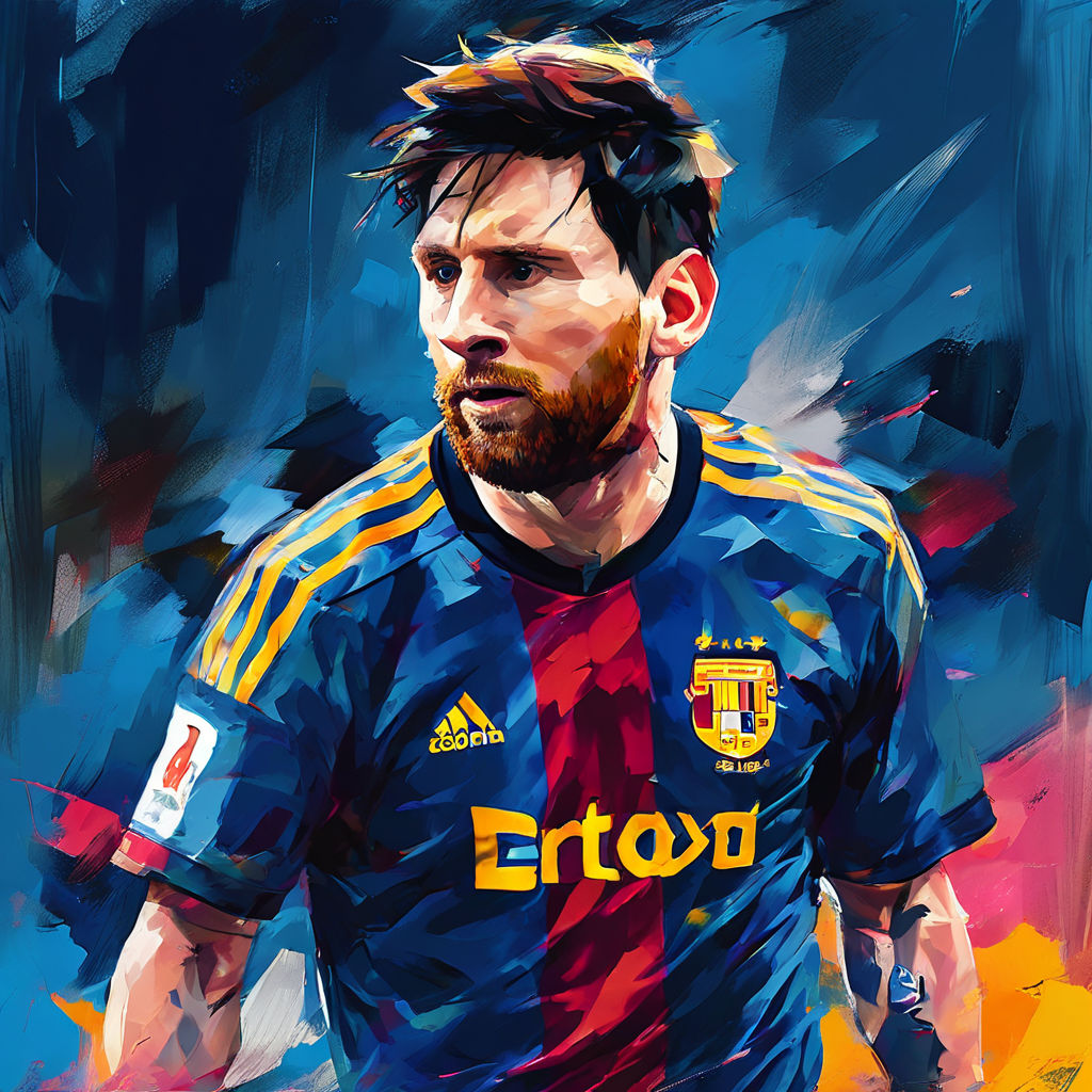 Messi in fc barcelona football team jersey anime style scene... by ...