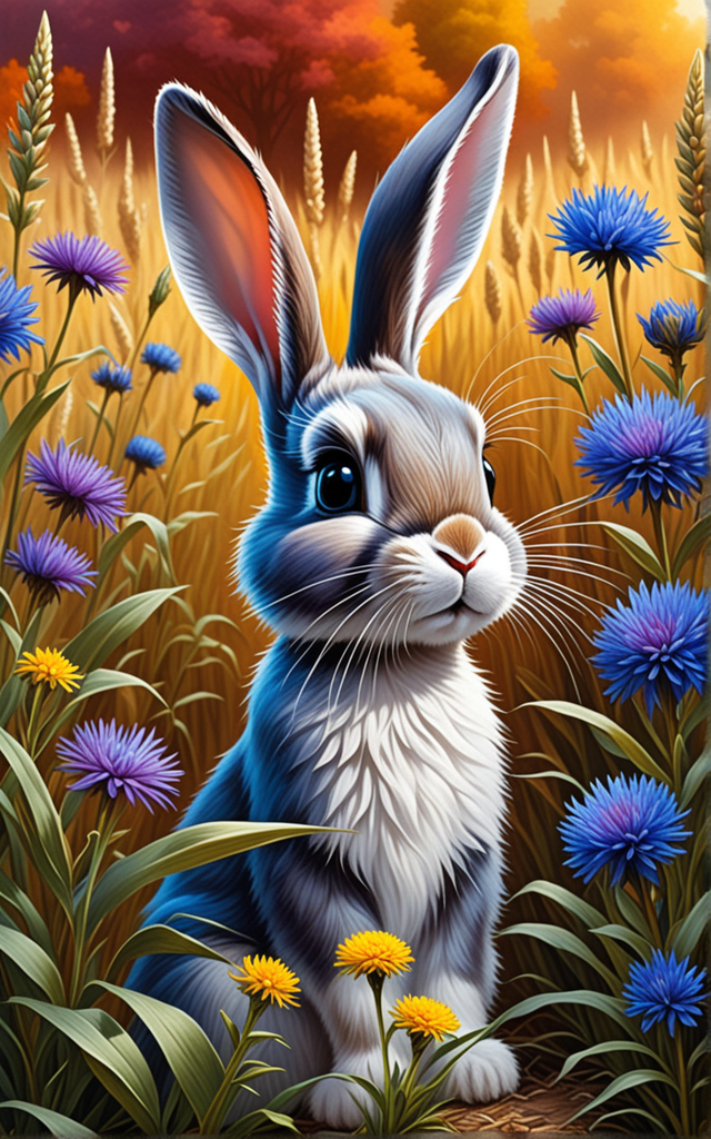 A cute bunny next to a Autumn arrangement featuring cornflow... by K ...