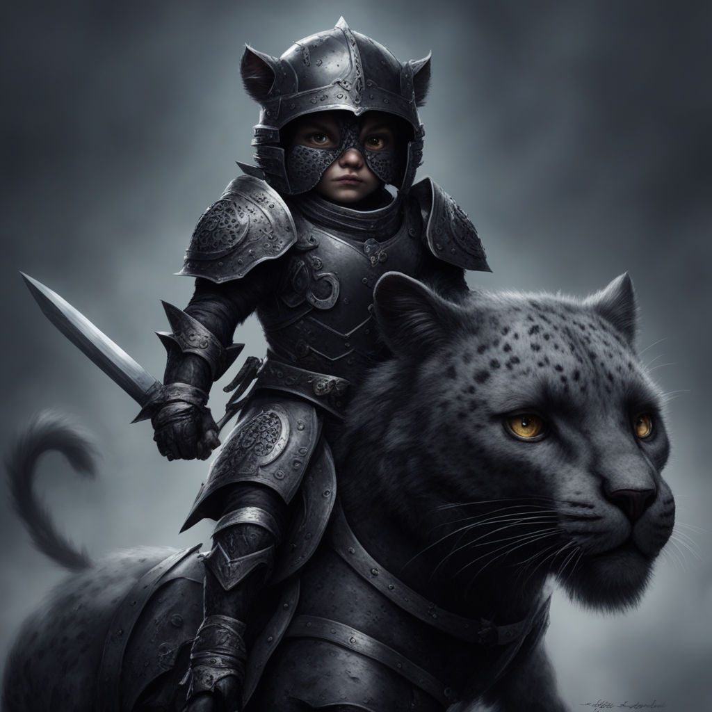 A evil halfling knight in black full plate armor with a over... by ...