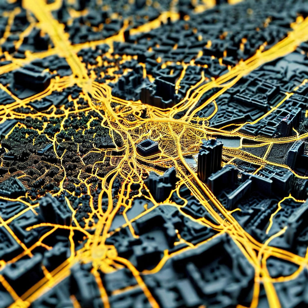 Create an AI-generated city map resembling the layout of the... by ...