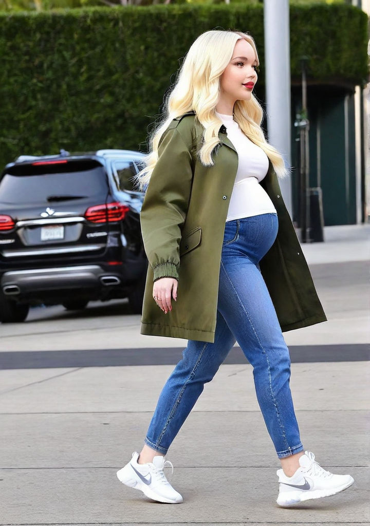 Blonde Dove Cameron Pregnant Wearing Sneakers By Michael Conner Playground