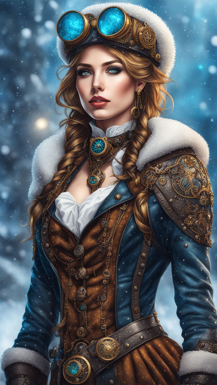 Steampunk young winter woman by Andrea Brede-Lotz - Playground