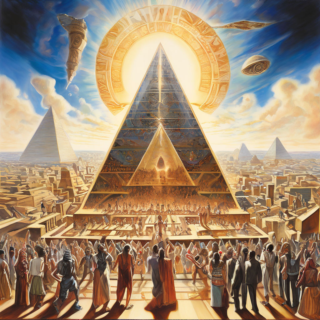 The dazzling eye upon a geometric pyramid in the upper strat... by ...