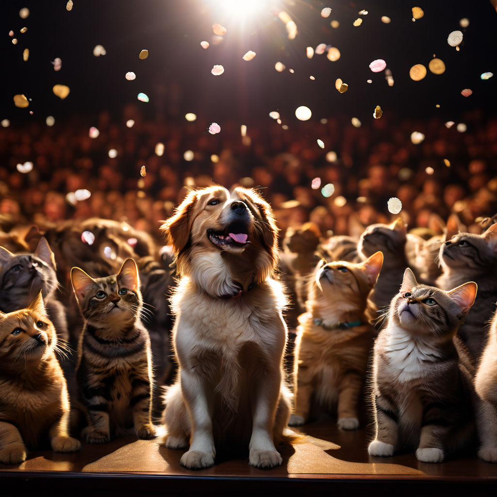 Dog singing in a concert with millions of cat as audience wi... by Kathir Vel - Playground