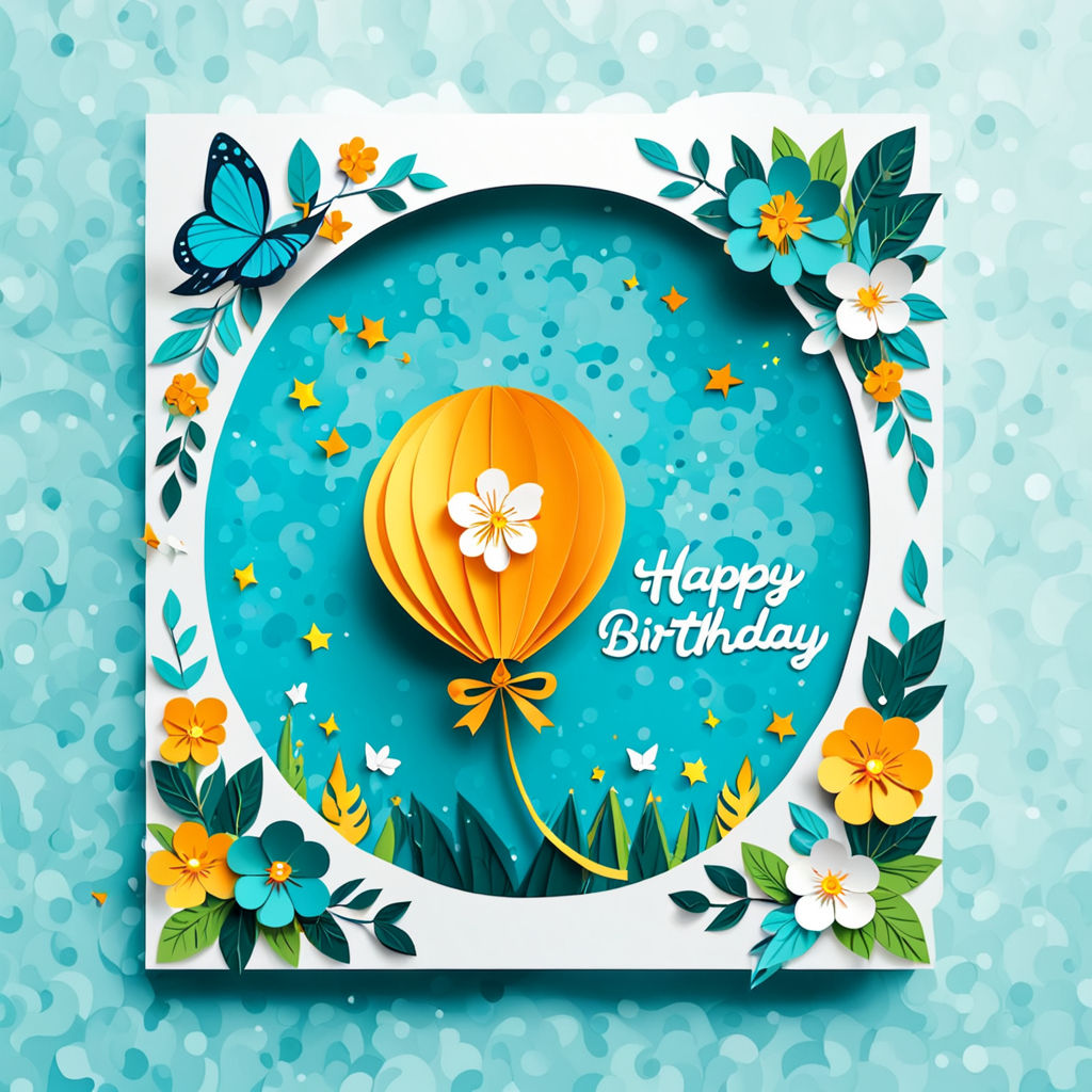 Happy birthday greeting card. Paper cut and craft style. by 남seremis ...