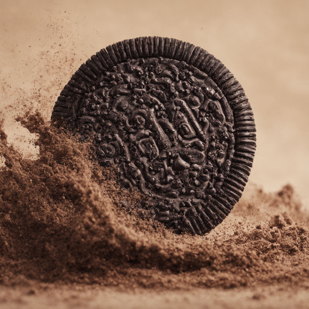 Oreo cookie swept into a spin with fine sand crystals clingi... by cags ...