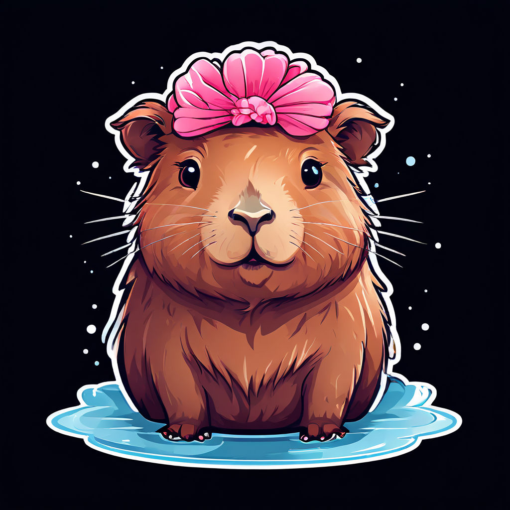 Cute capybara with pink bow by Луиза :3 - Playground