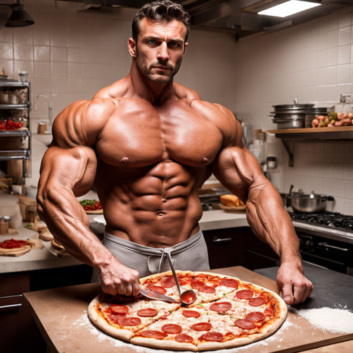 Italian Muscle Man making pizza by Damian Andrew - Playground