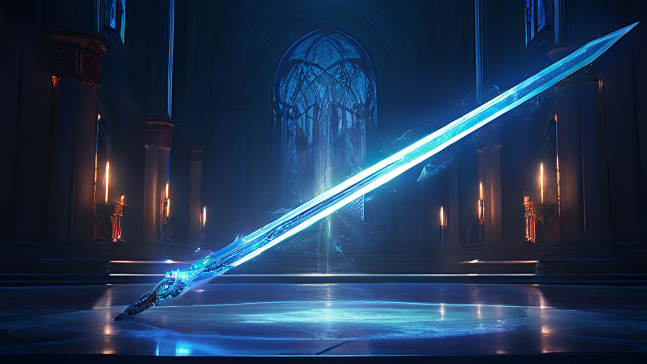 Blue light sword emitting an ethereal glow by Mike Larsen - Playground