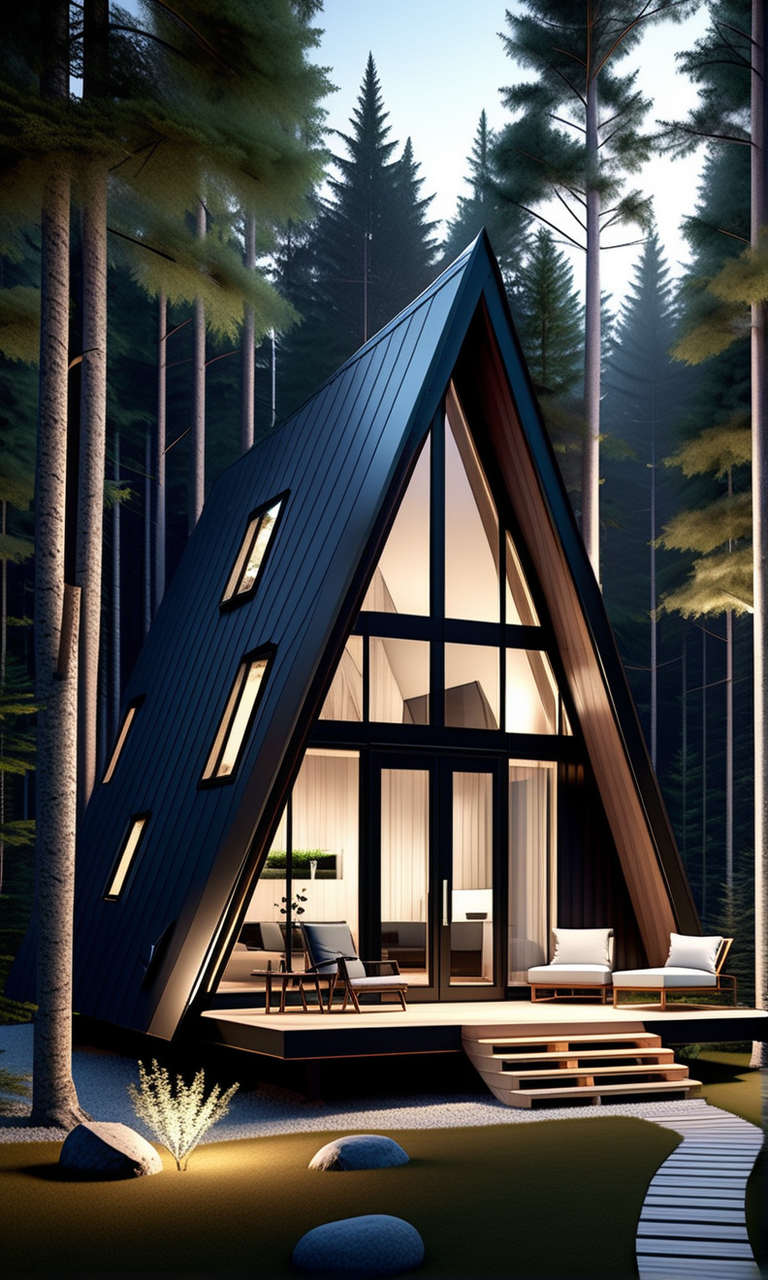 A-frame house with modern elements nestled in a dense forest by Виктор ...