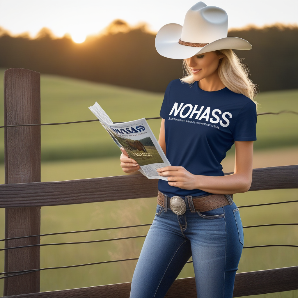 T-shirt mockup image of a cowboy woman wearing a hat by Mario Bucio ...