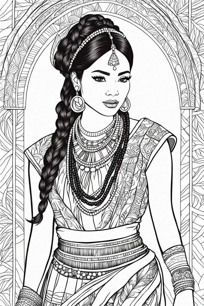 Create a black-and-white half-body outline for a coloring bo... by Iana ...